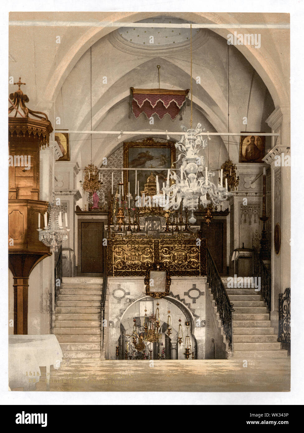 Interior of the Church of the Annunciation, Nazareth, Holy Land, (i.e ...