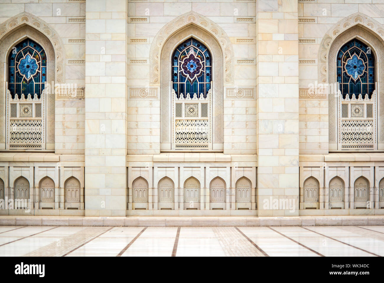 Windows of Grand Sultan Qaboos Mosque in Muscat, Oman Stock Photo - Alamy