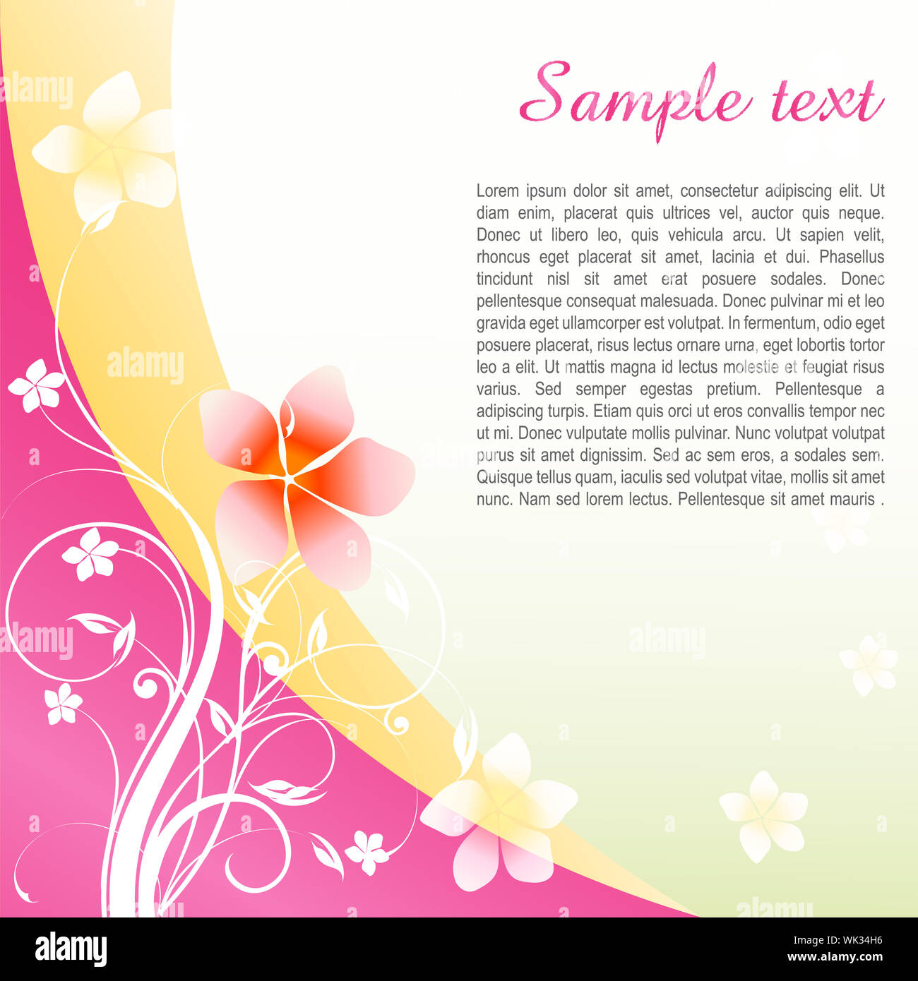 illustration of text template with sample text on floral background ...