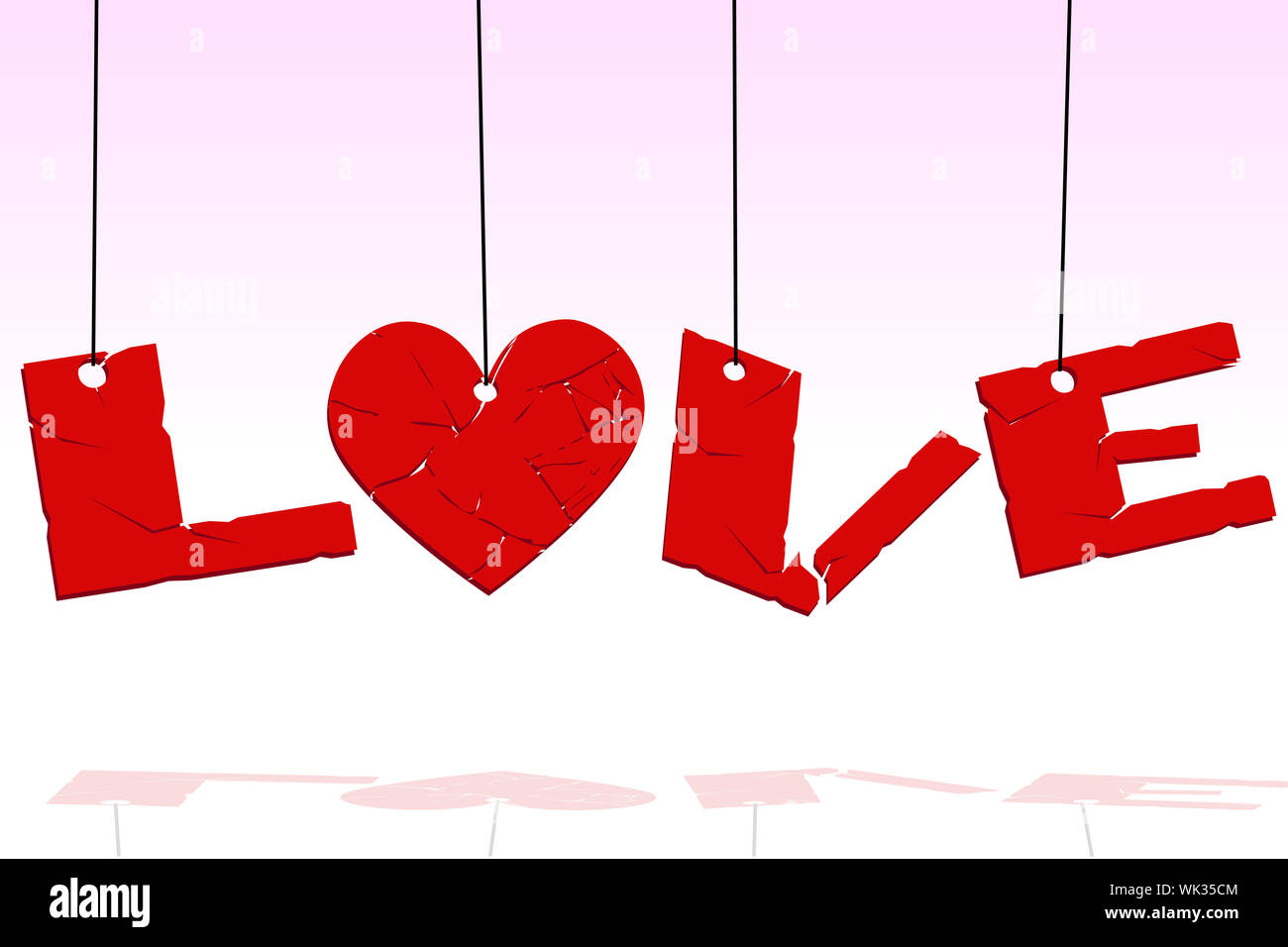 illustration of love text hanging Stock Photo - Alamy
