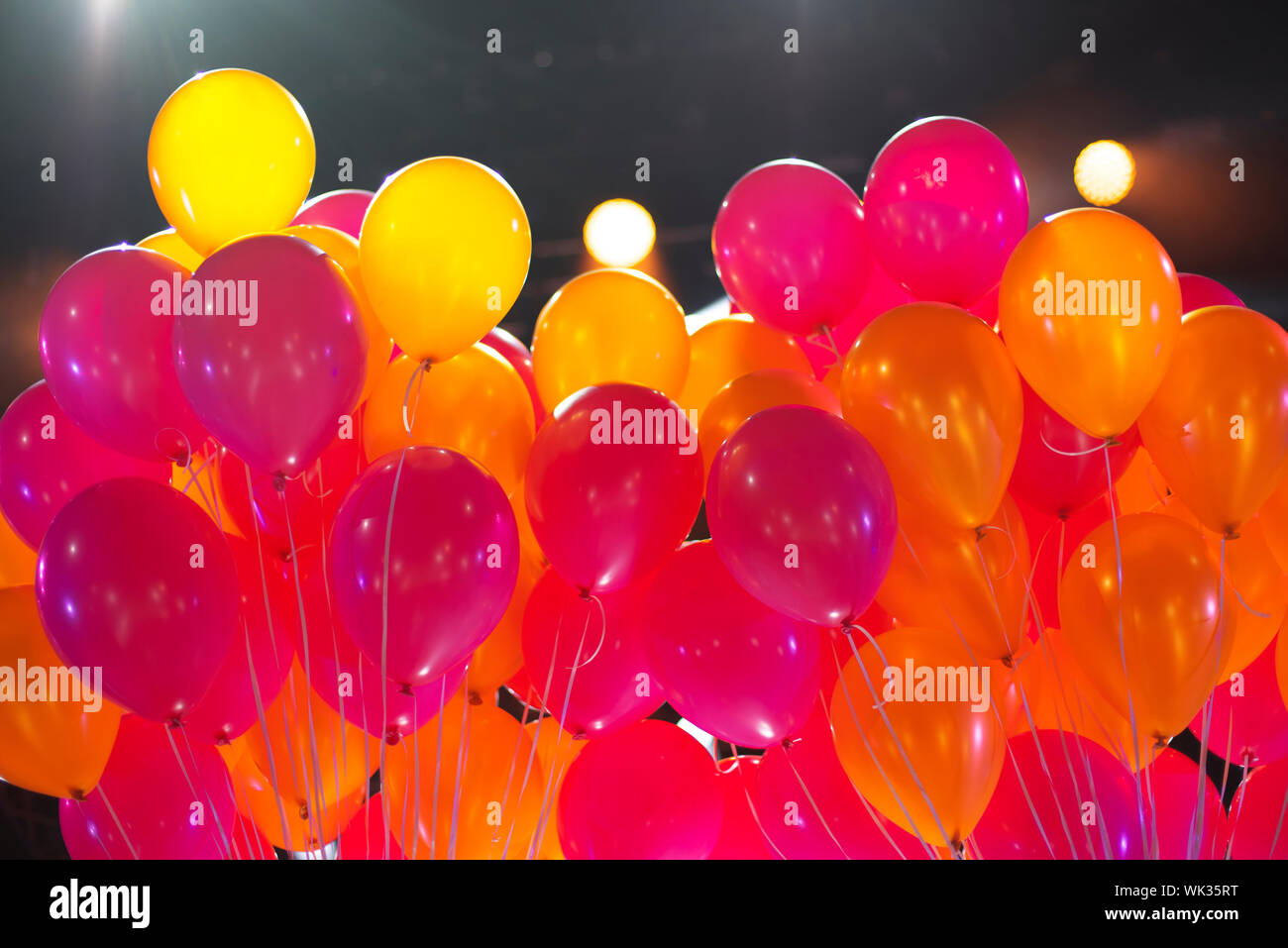 Balloons on the stage during the concert Stock Photo - Alamy
