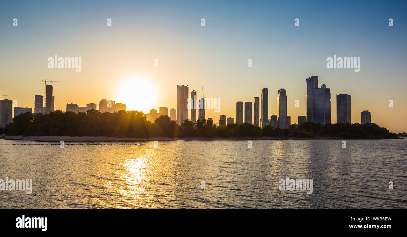 Skyscrapers in Sharjah city. Khalid Lagoon.UAE Stock Photo - Alamy