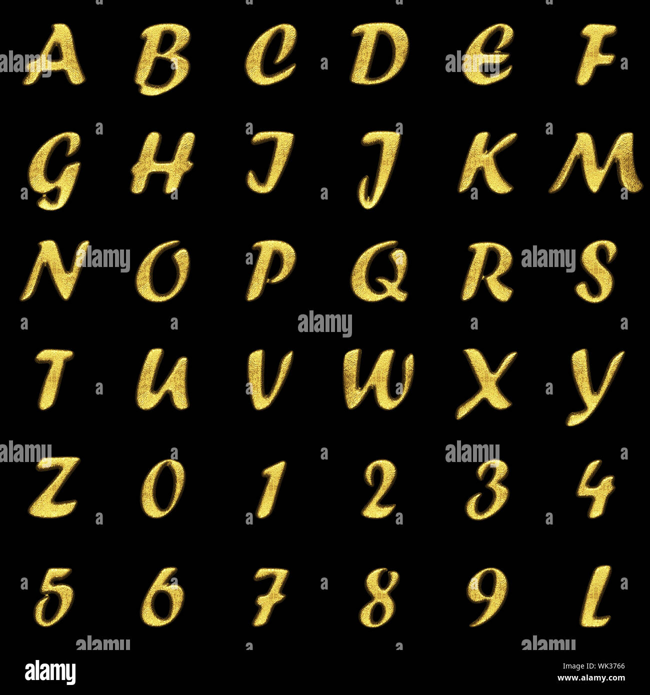 golden alphabet set on black background Stock Photo - Alamy