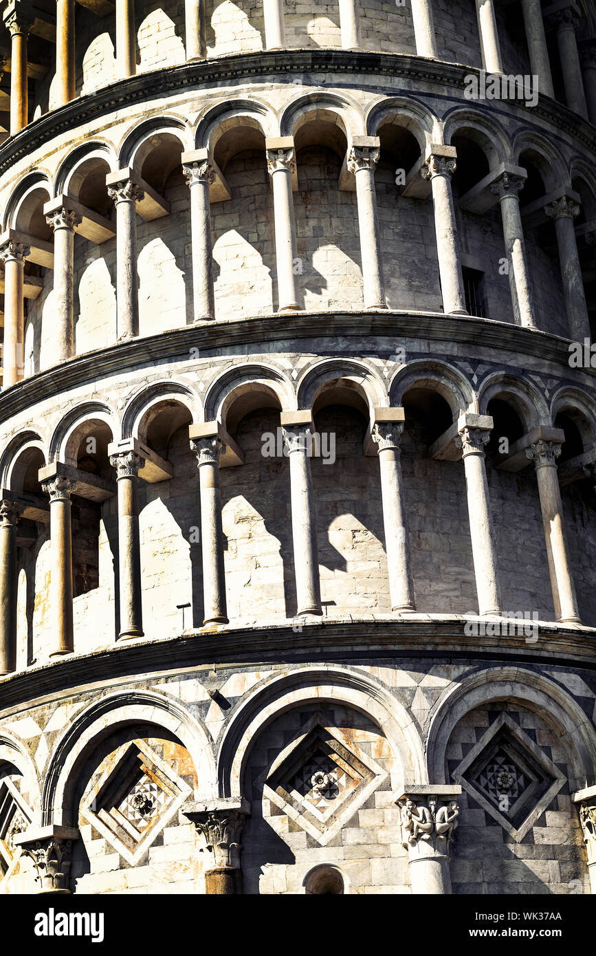 Arches and Columns in Leaning Tower of Pisa Stock Photo - Alamy