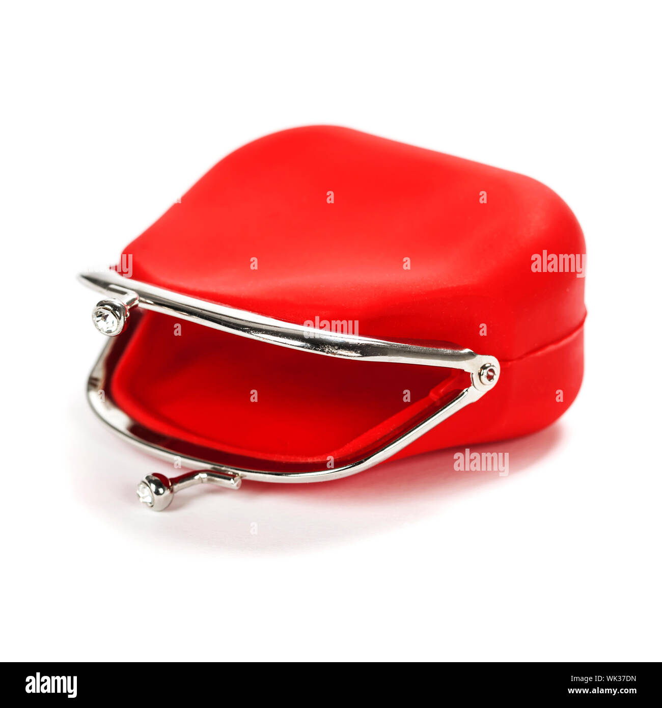 Empty Red purse on white background Stock Photo - Alamy
