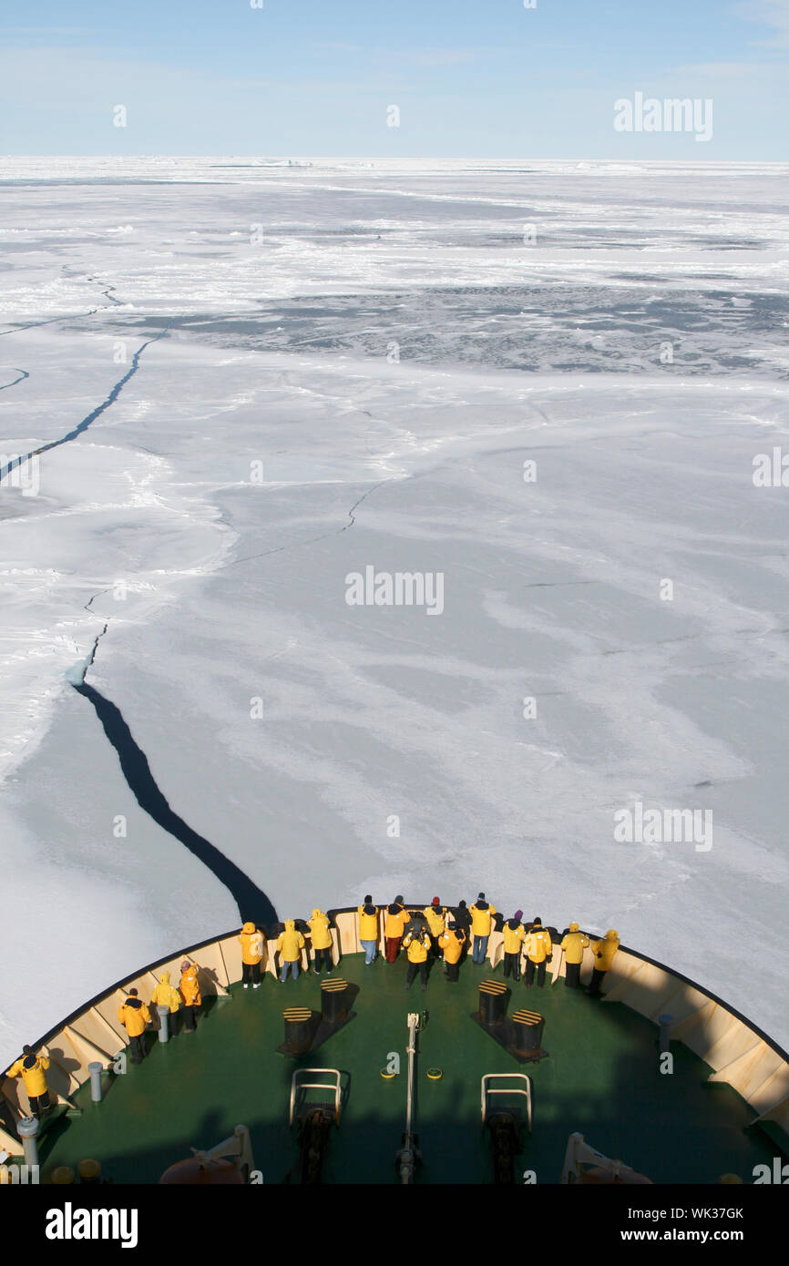 View of Antarctica from the bow of a Russian icebreaker on Antarctica ...
