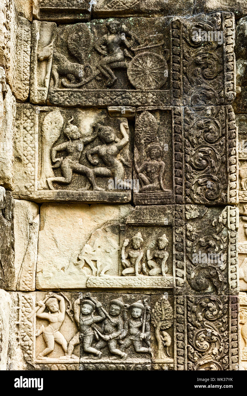 bas-relief at Baphuon Temple in Angkor Thom, Unesco World Heritage Site ...
