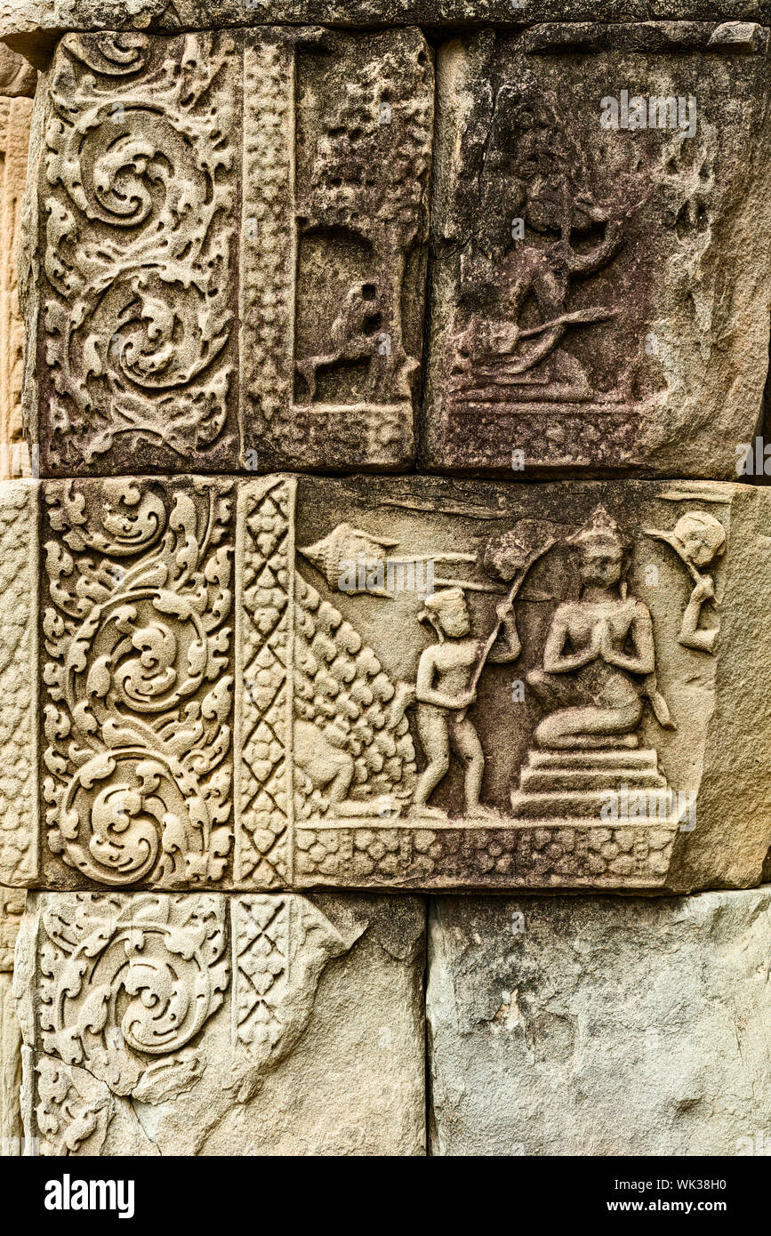 bas-relief at Baphuon Temple in Angkor Thom, Unesco World Heritage Site ...