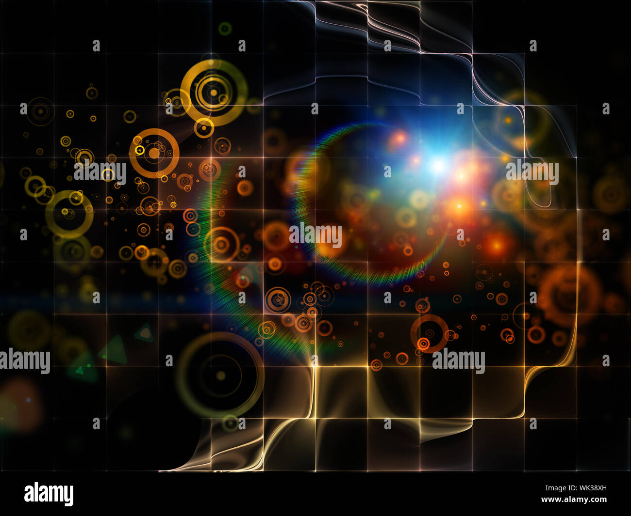 Geometry of Space series. Backdrop of conceptual grids, curves and ...