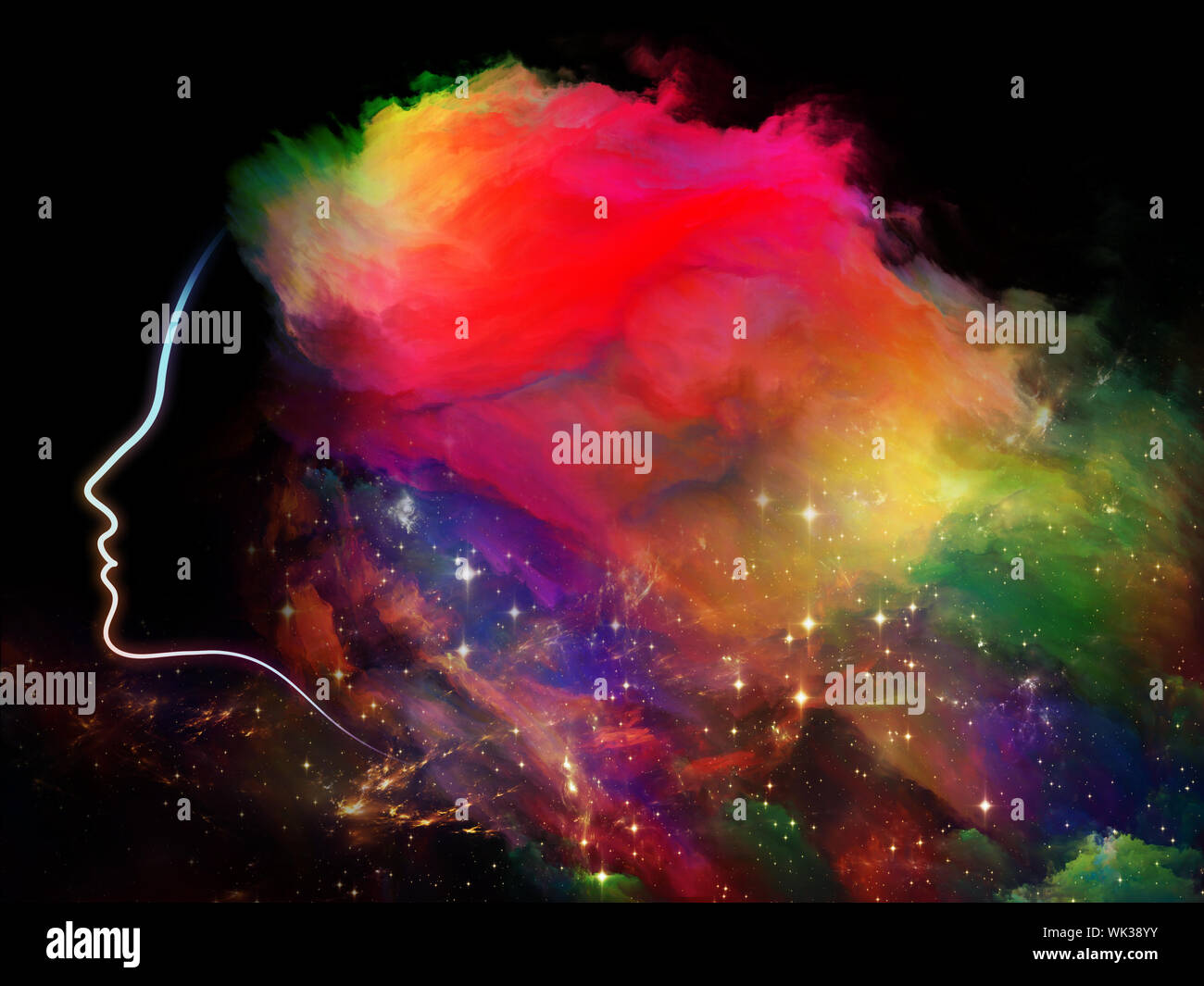 Girls of Never series. Composition of human profile and fractal forms ...