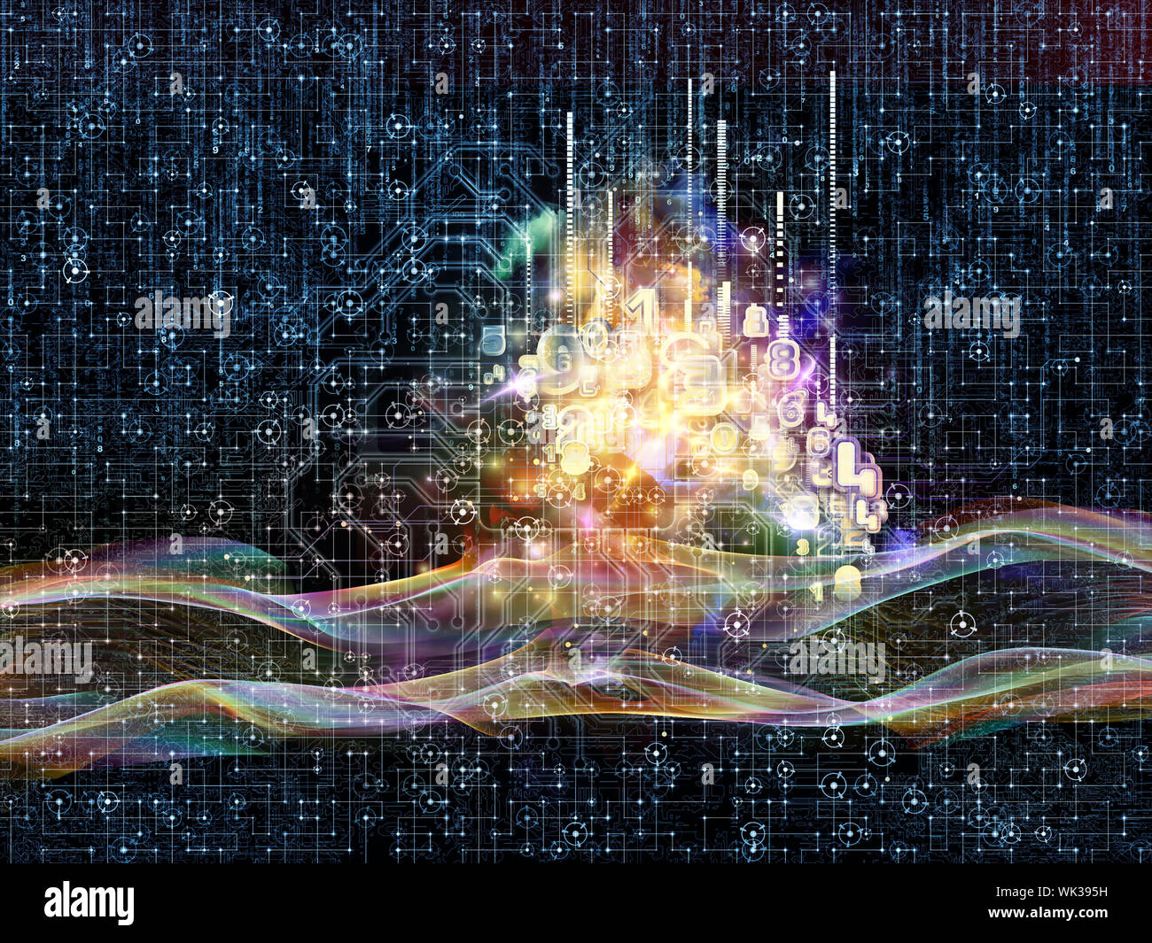Light of Logic series. Composition of numbers, lights and design ...