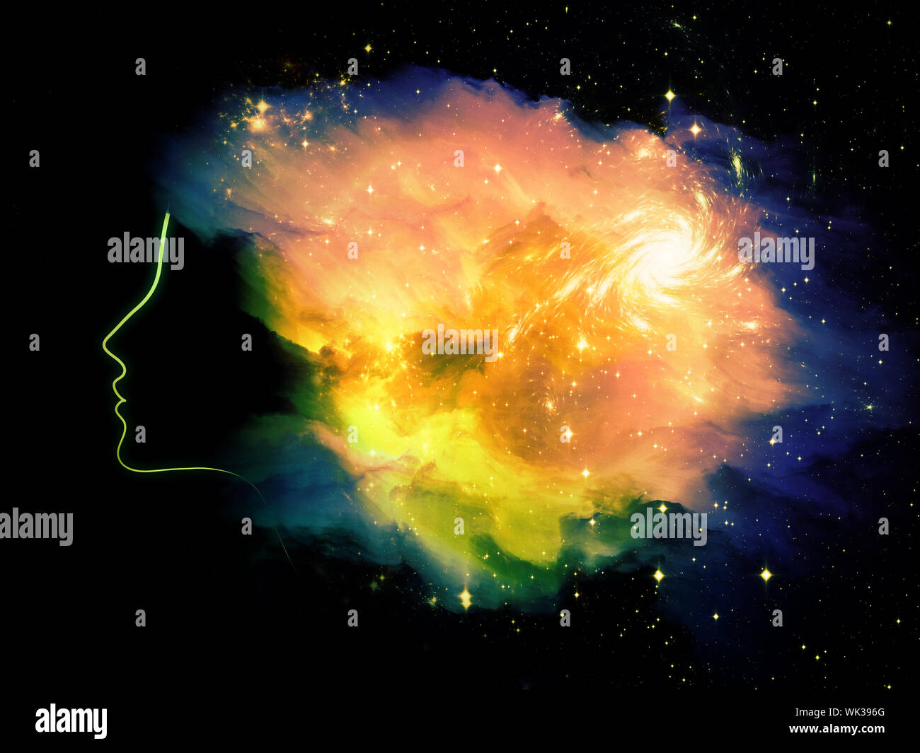 Girls of Never series. Interplay of human profile and fractal forms on ...