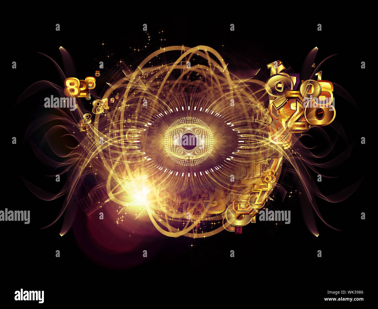 Eye Particle series. Design composed of eye shape, numbers and fractal ...