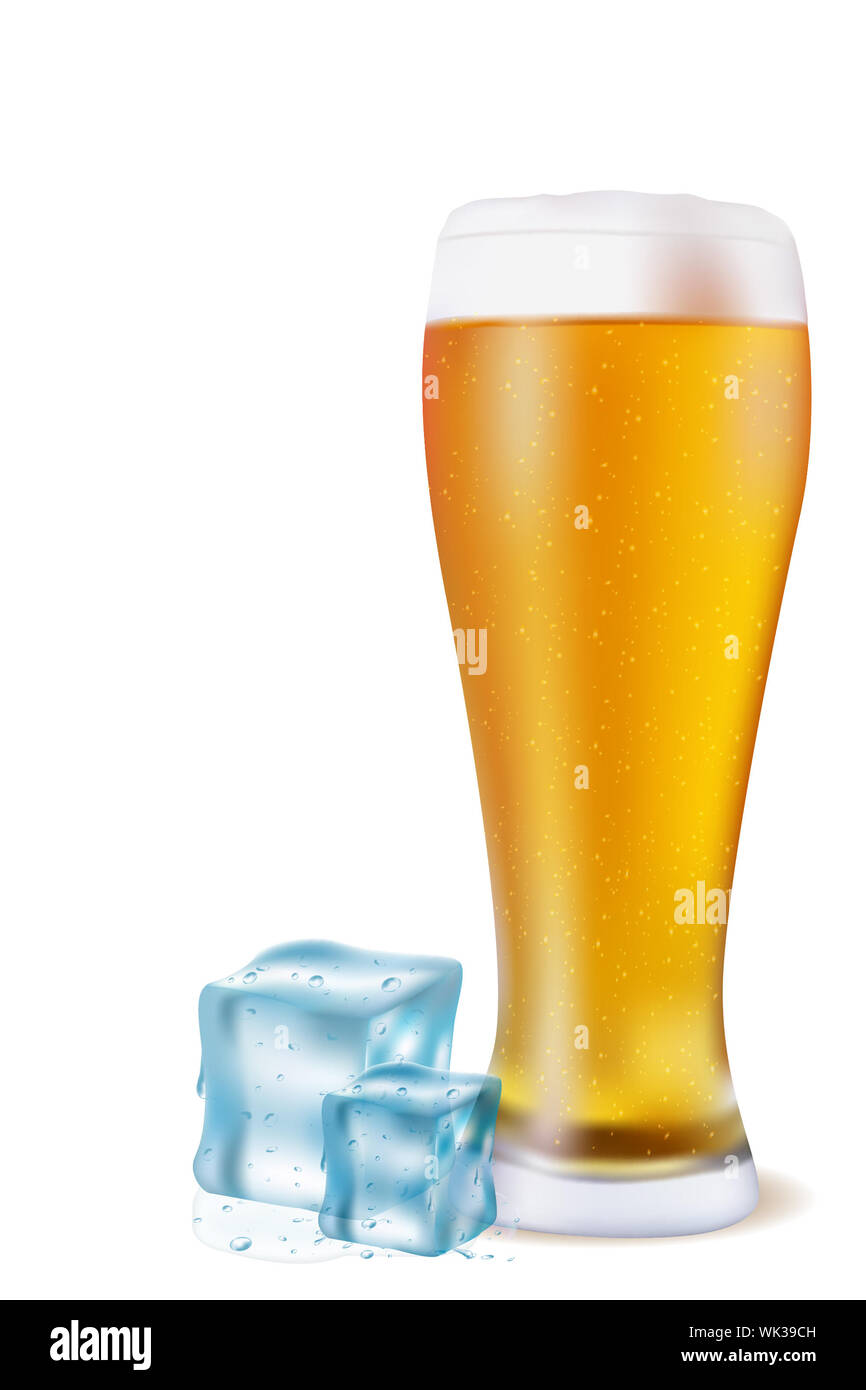 illustration of beer glass with ice cubes Stock Photo - Alamy