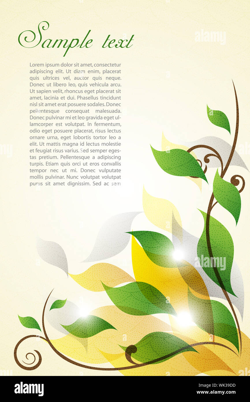 illustration of floral background with sample text Stock Photo - Alamy