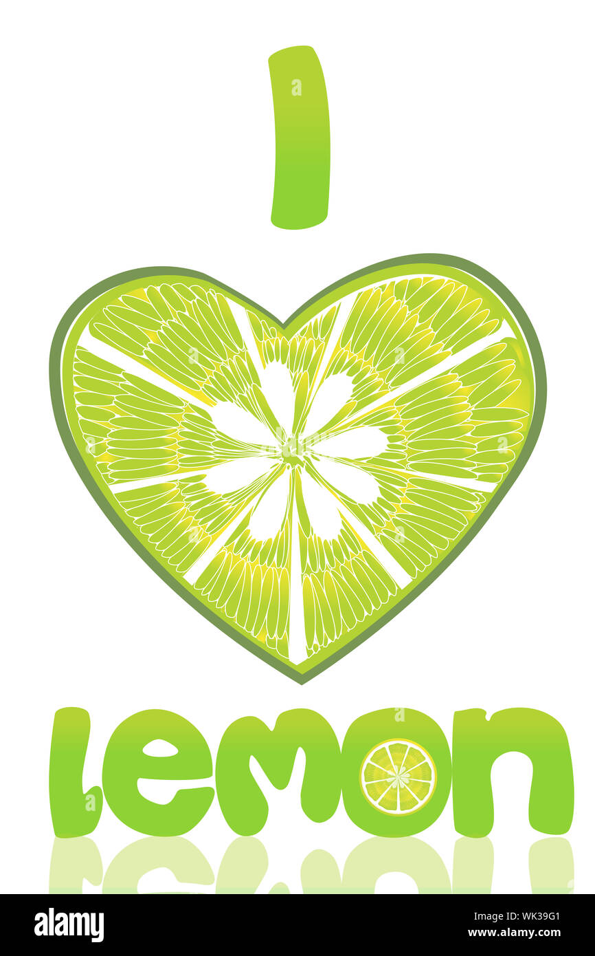 illustration of i love lemon on isolated background Stock Photo - Alamy