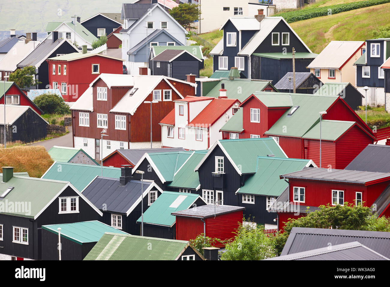 Traditional village with colored houses in Faroe islands. Denmark Stock ...