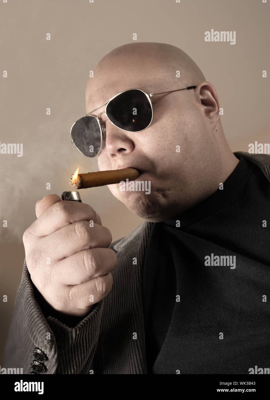 Bald man smoking cigar hi-res stock photography and images - Alamy
