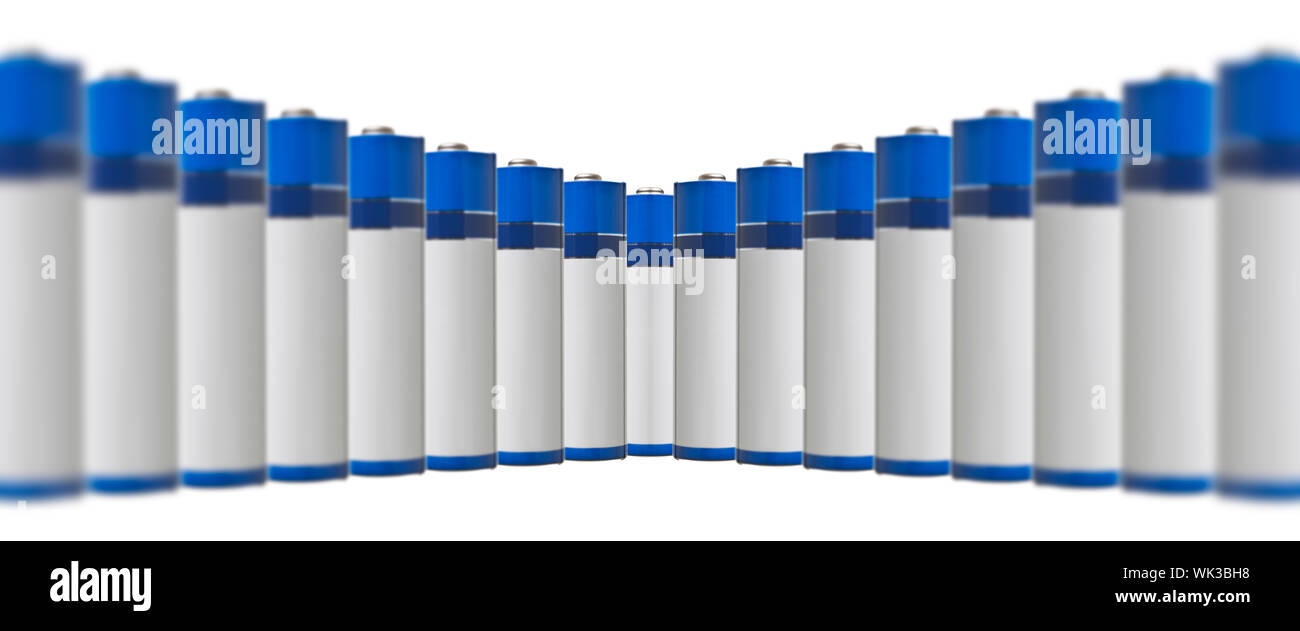 Row of battery isolated on white background Stock Photo - Alamy