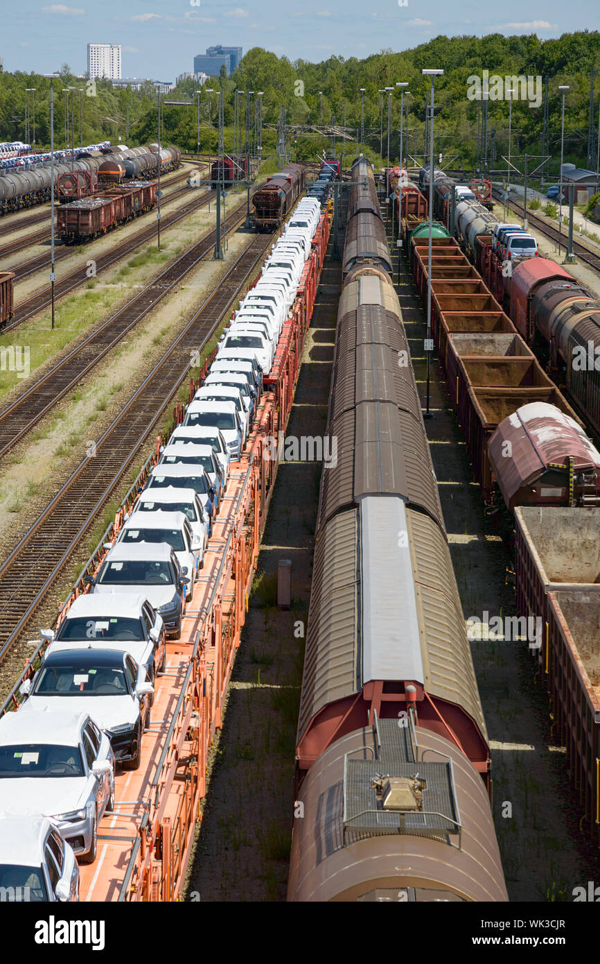 Munich, Germany - July 10, 2019: German railroad cargo station Munich ...
