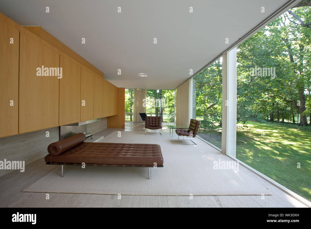Interior view, living room, the Farnsworth House, Plano, Illinois Stock ...