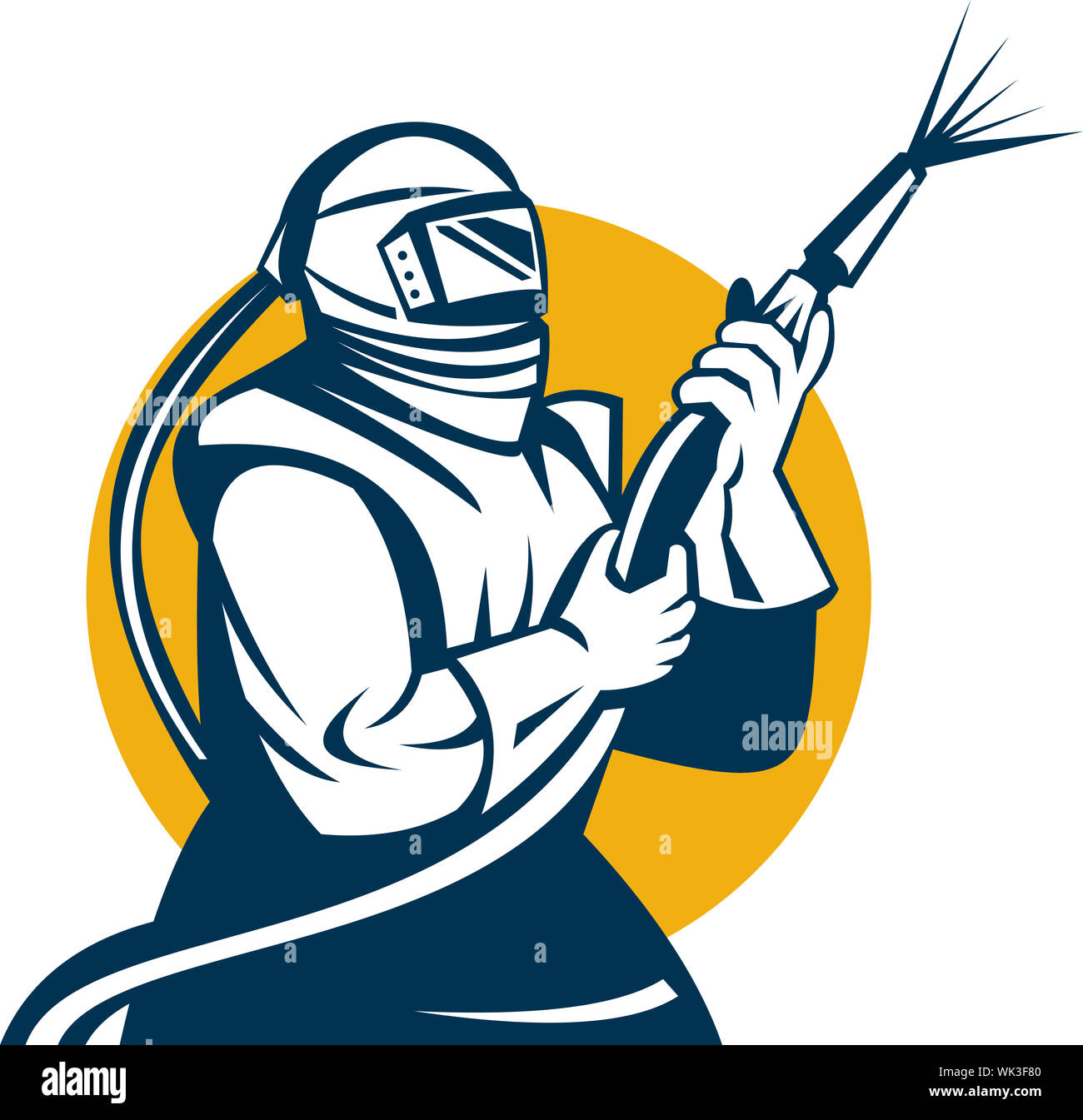 illustration of a sanblaster at work Stock Photo - Alamy