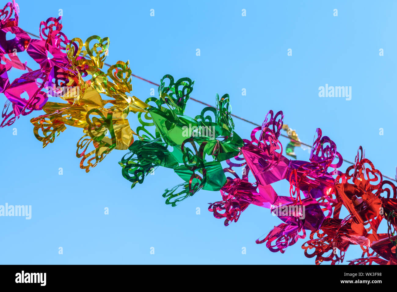 Traditional jewish sukkot holiday decoration .Shiny garland for sukkah ...