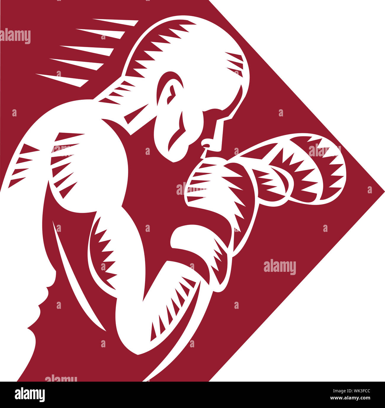 Imagery shows a boxer jabbing viewed from the side. Done in single ...