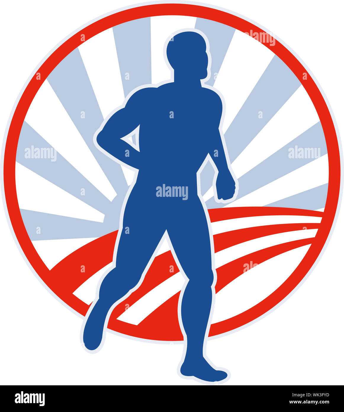 Imagery shows a silhouette of a runner with sunburst and road in the ...