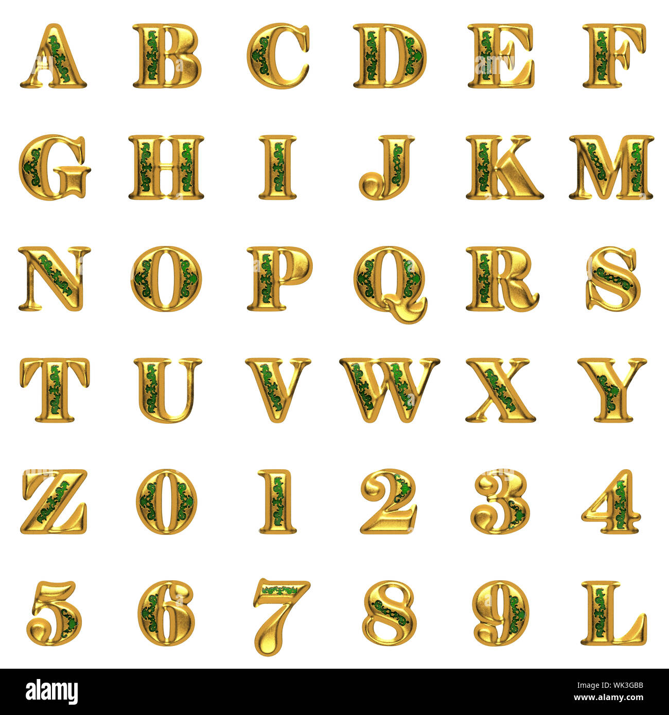 golden alphabet set on white background Stock Photo - Alamy