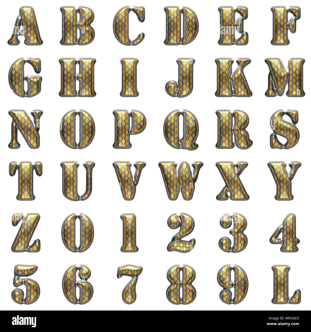 golden alphabet set on white background Stock Photo - Alamy