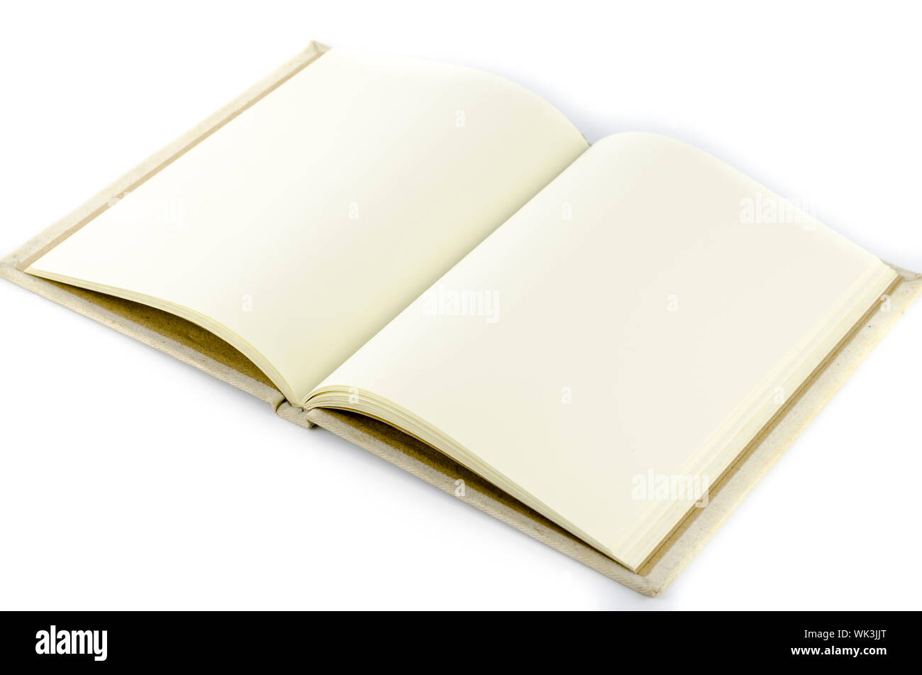 open diary isolated on white background Stock Photo - Alamy