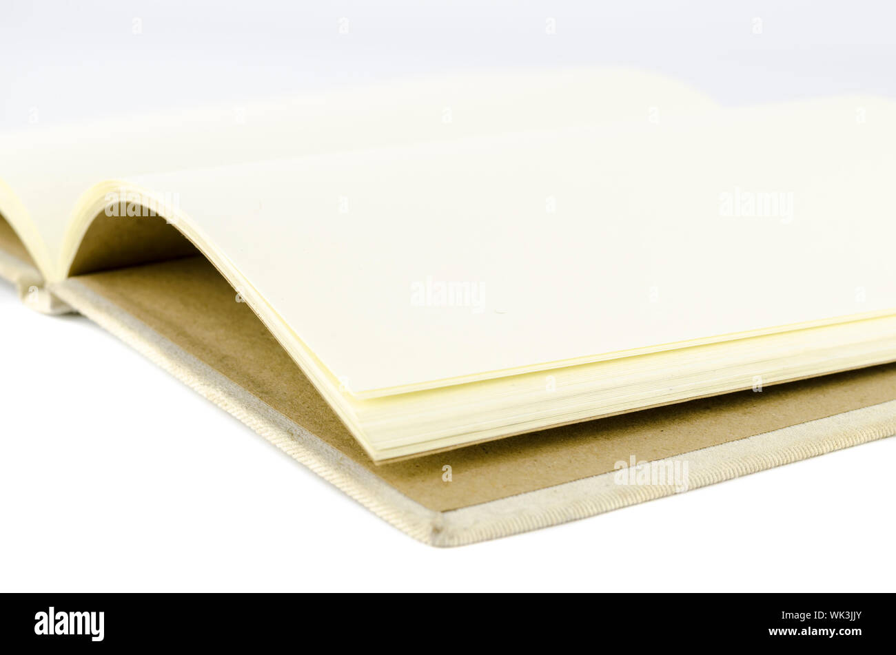 open diary isolated on white background Stock Photo - Alamy