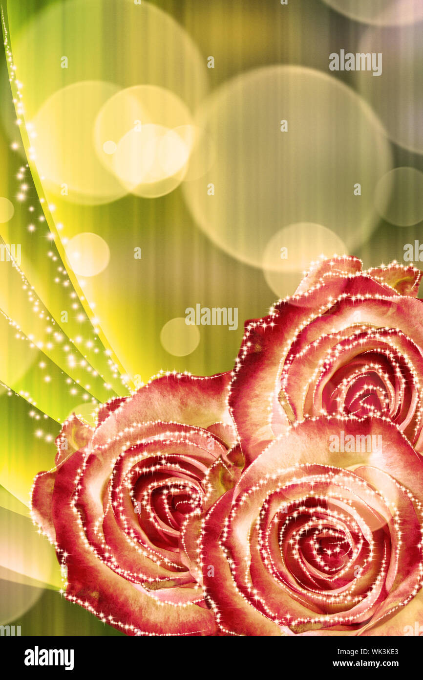 Glowing background with roses on abstract light texture Stock Photo - Alamy