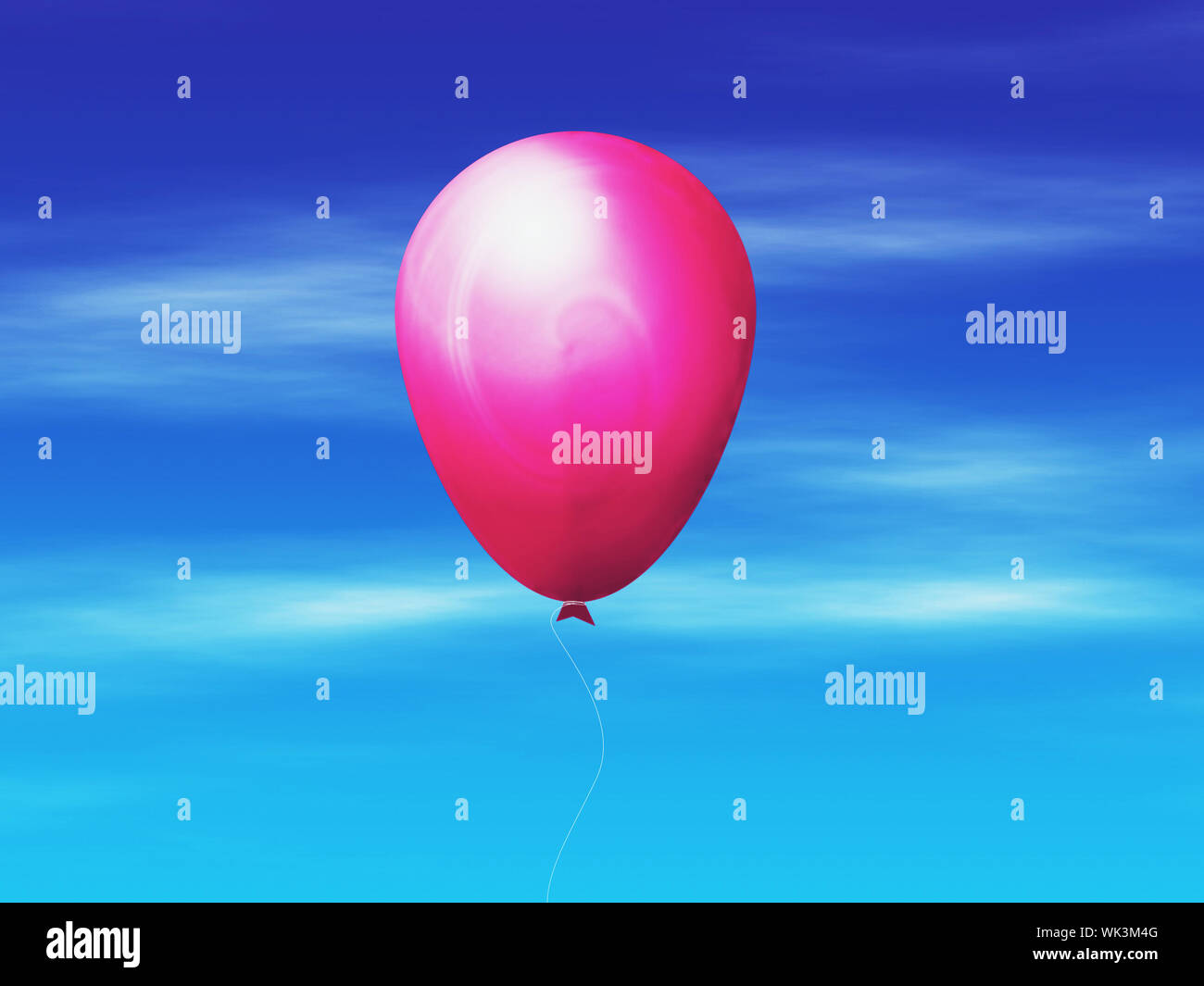 Pink flying balloon on a blue sky background Stock Photo - Alamy