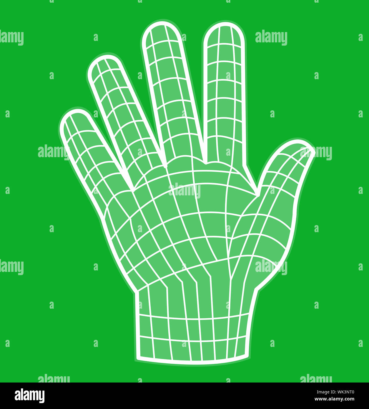 illustration of a five fingers palm of open hand done in line drawing ...