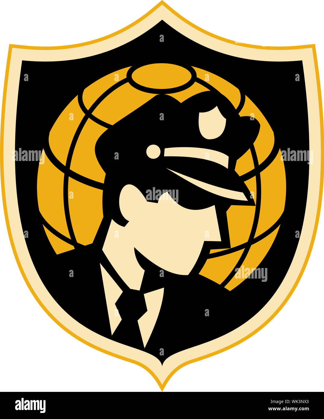 illustration of a Security guard or police office with globe in ...