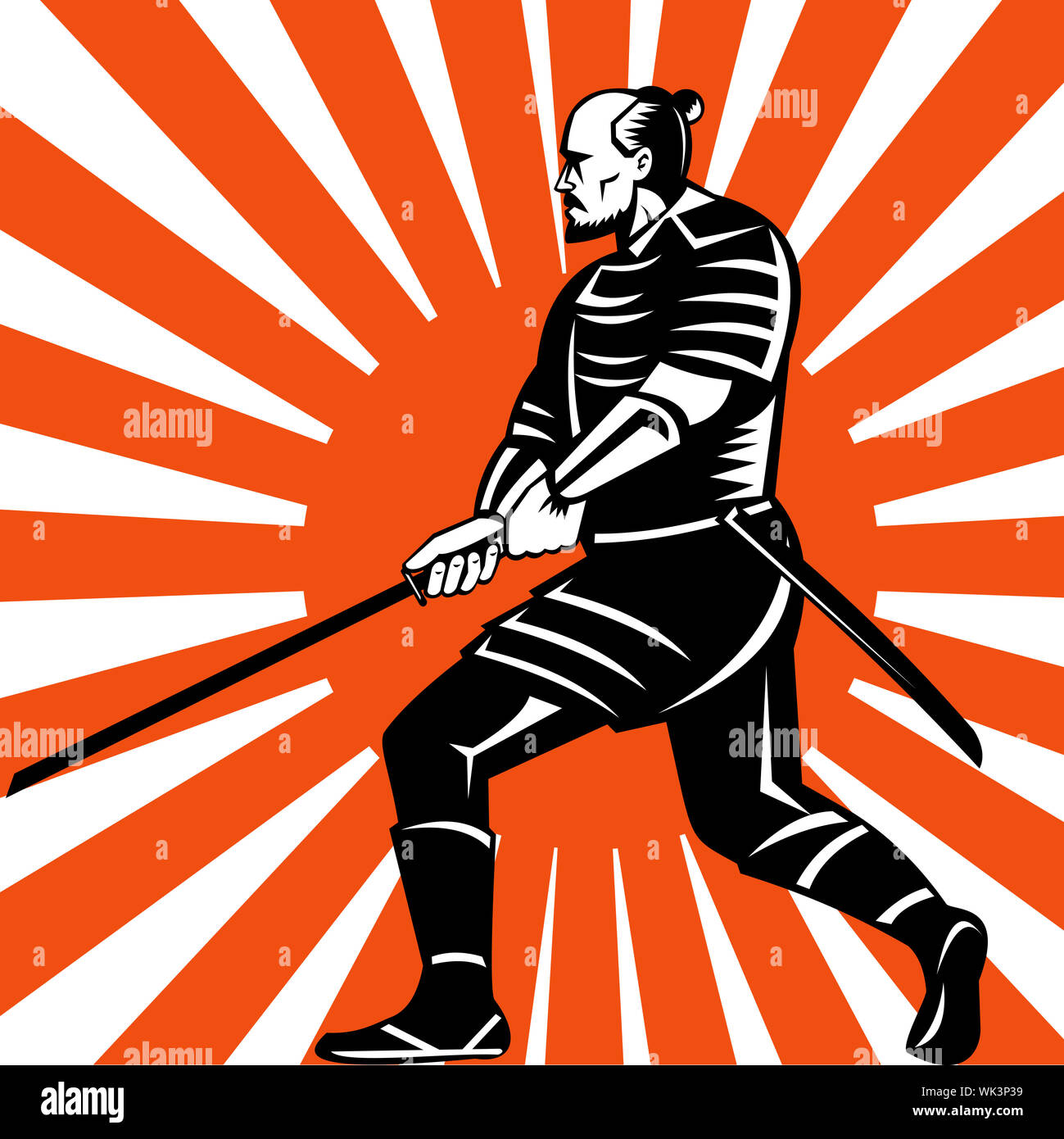 Illustration samurai warrior facing front hi-res stock photography and ...