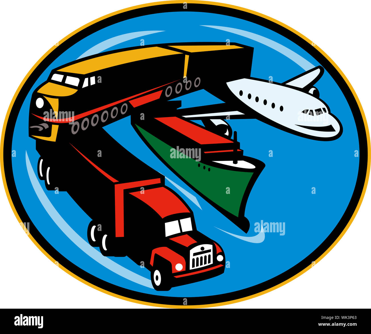 illustration on land, sea, and air freight, transportation and travel ...