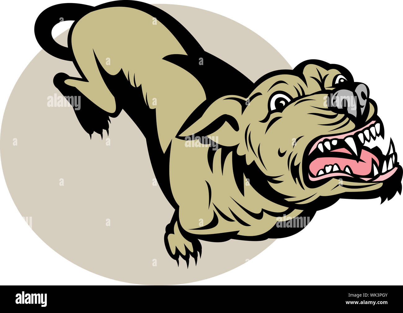 illustration of an Angry Dog barking about to attack viewed from a high ...