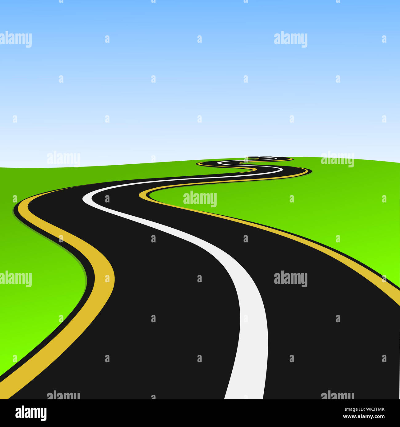 illustration of lonely way Stock Photo - Alamy