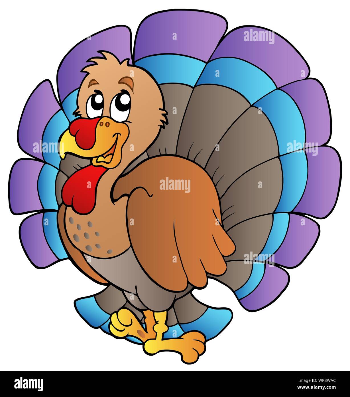 Happy cartoon turkey - vector illustration Stock Photo - Alamy