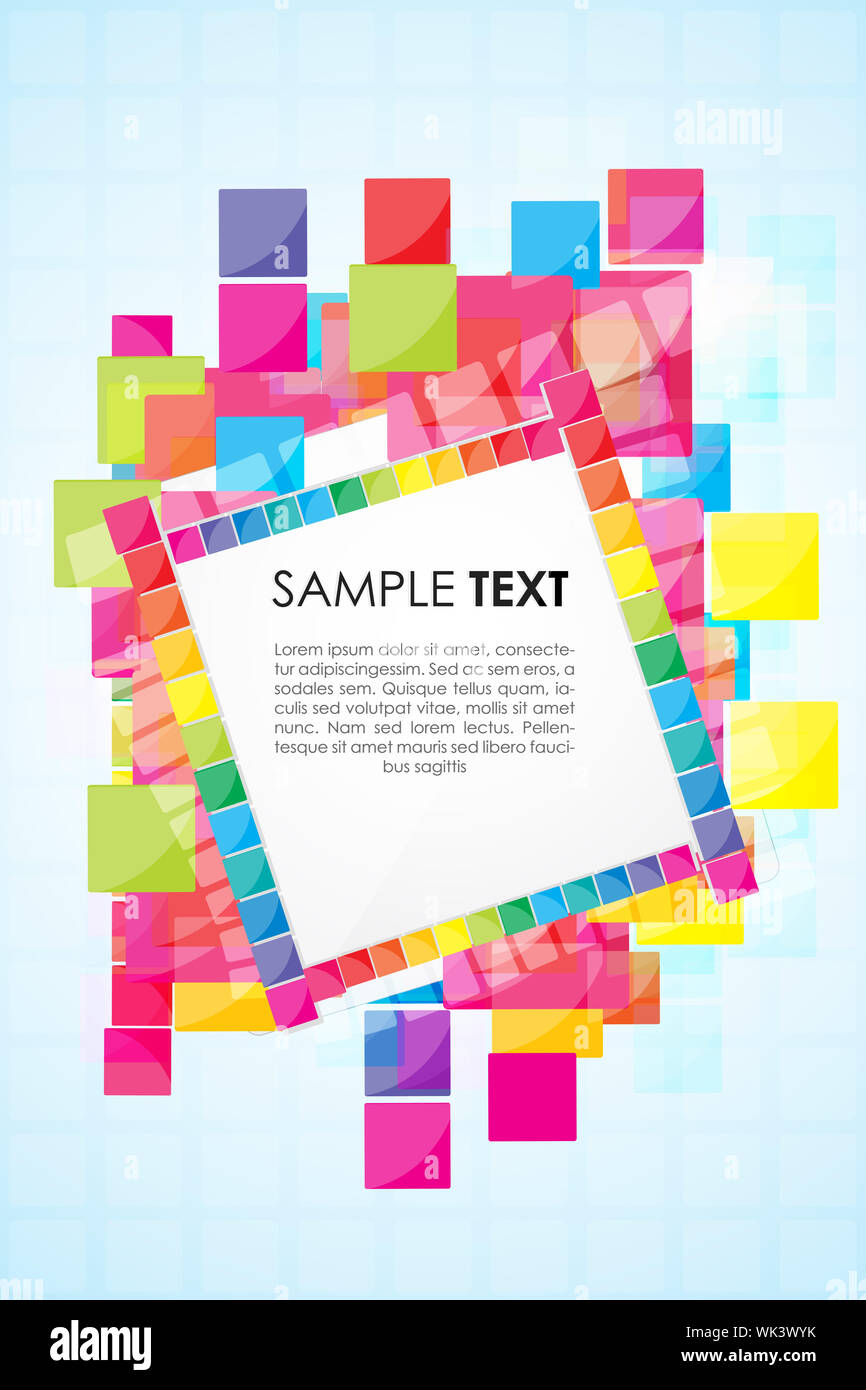 illustration of text template with colorful blocks Stock Photo - Alamy