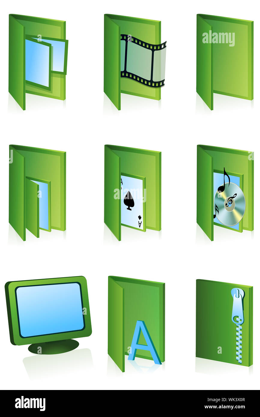 illustration of set of different folder icon on isolated background ...