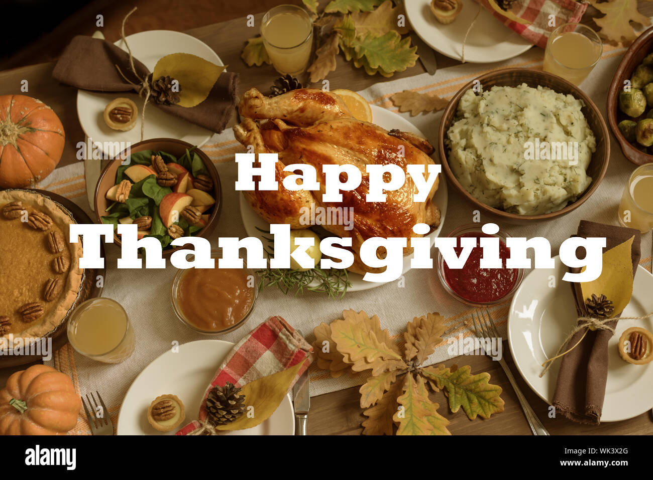 Thanksgiving Turkey Dinner with All the Sides. Homemade Roasted Turkey ...