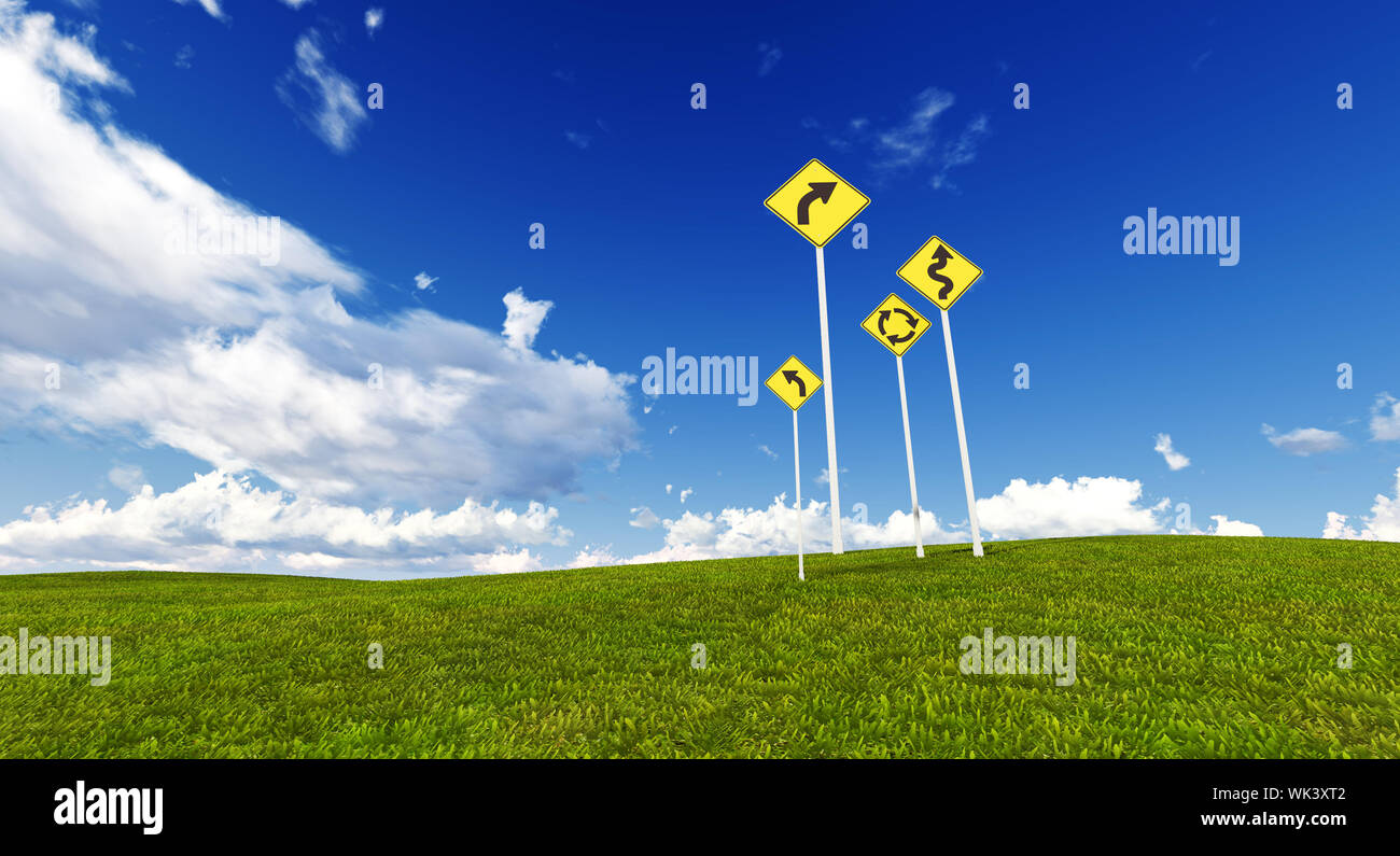 Signs in a meadow Stock Photo - Alamy
