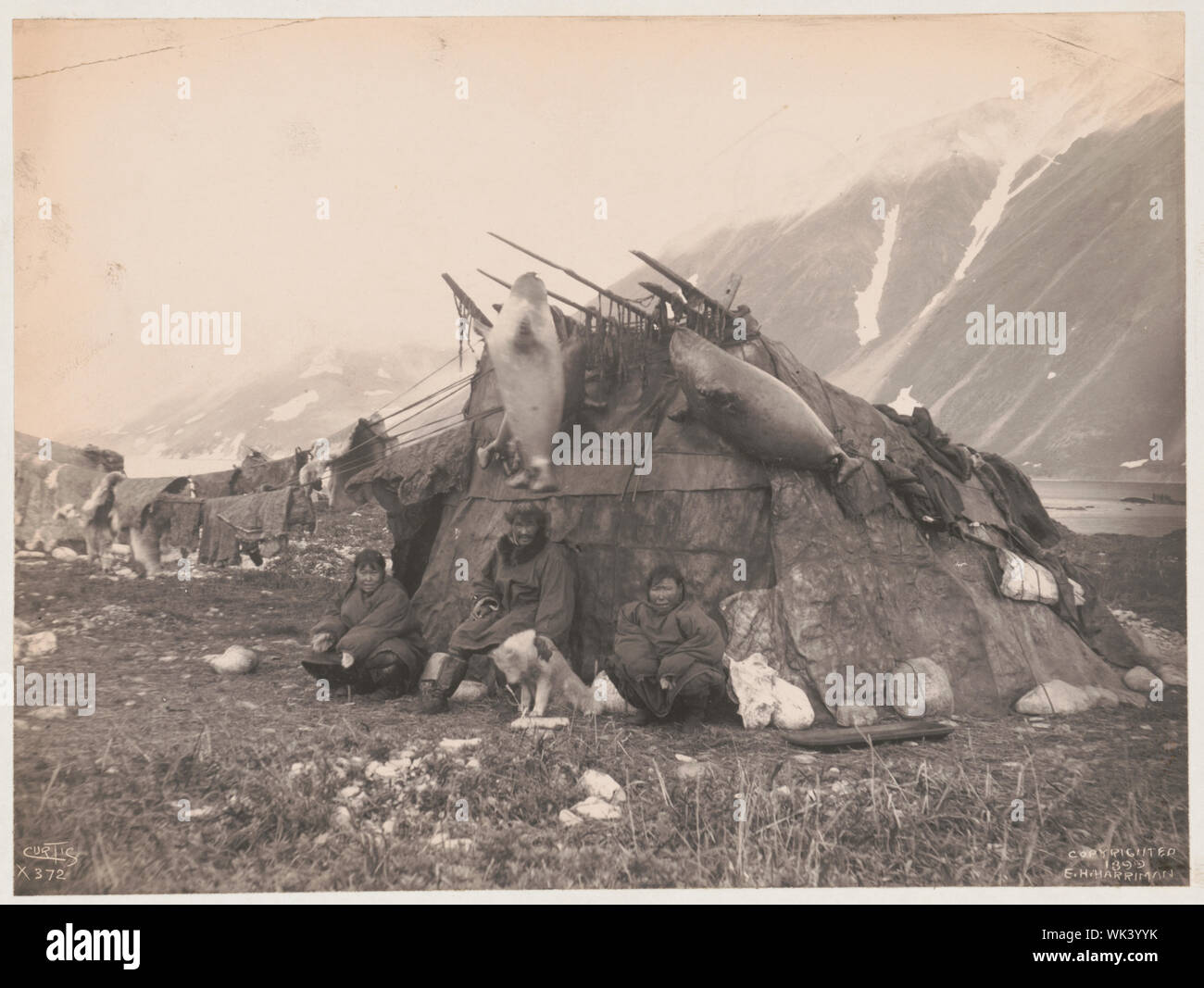 Inuit hut and family / Curtis Stock Photo - Alamy