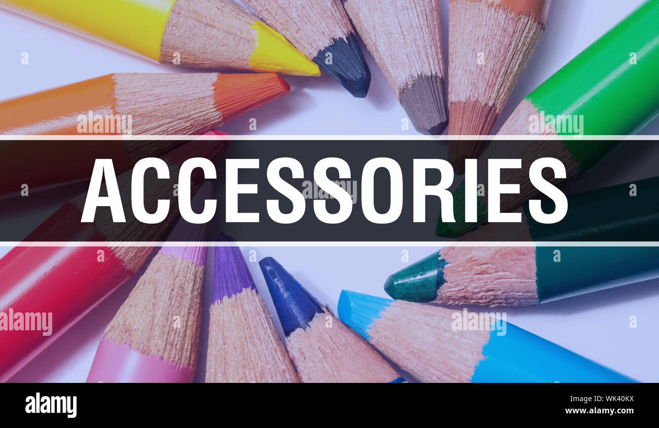 accessories concept banner with texture from colorful items of ...