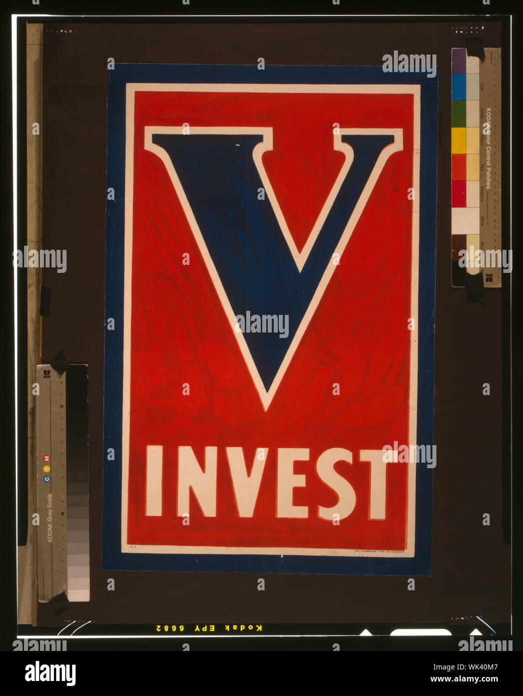 Invest Abstract: Poster showing a large V for victory Stock Photo - Alamy