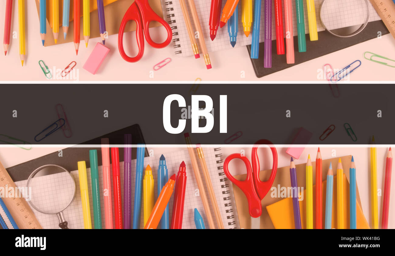 CBI with School supplies on blackboard Background. CBI text on ...